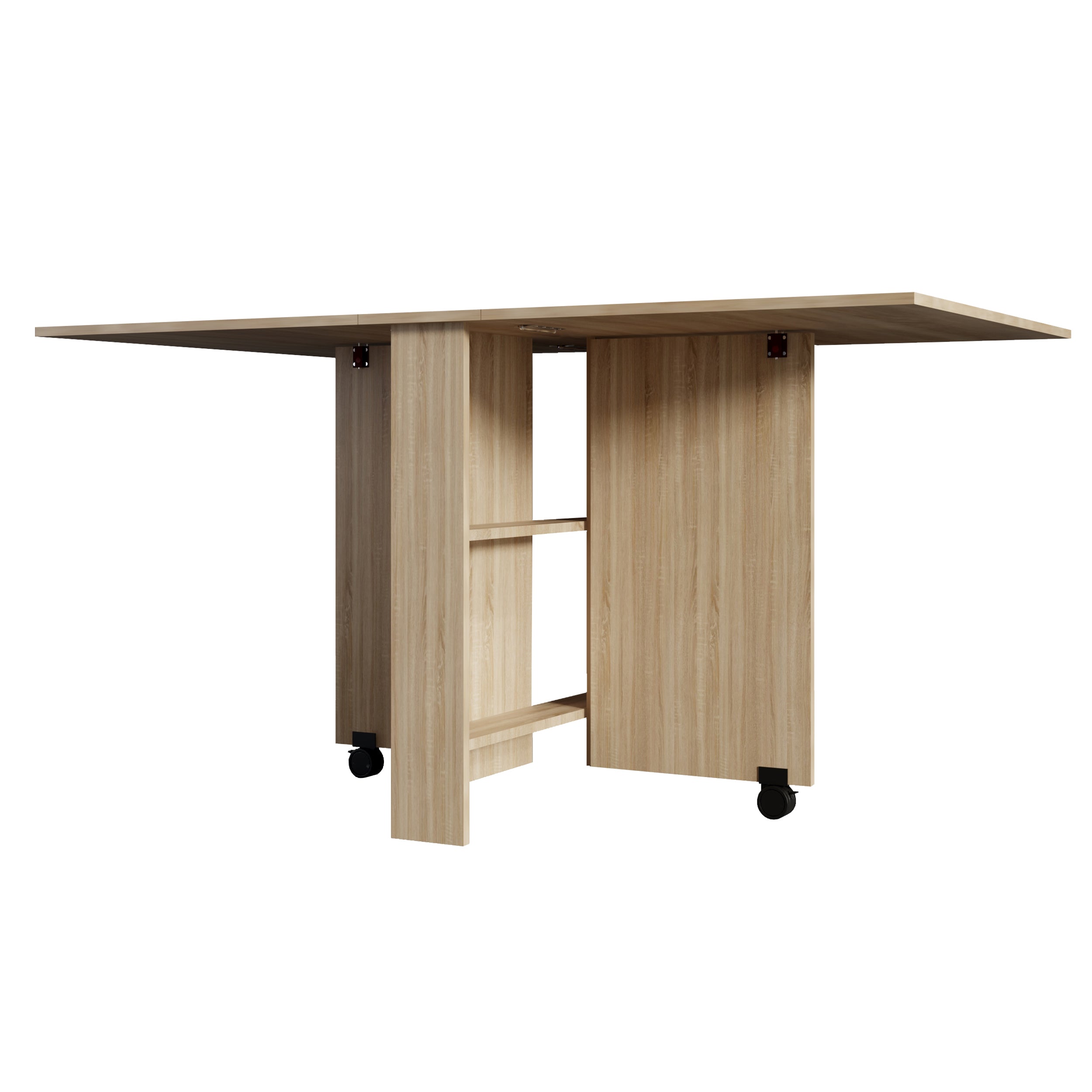 PAPROOS Folding Dining Table, Drop Leaf Dining Table with 2-Layer Stor ...