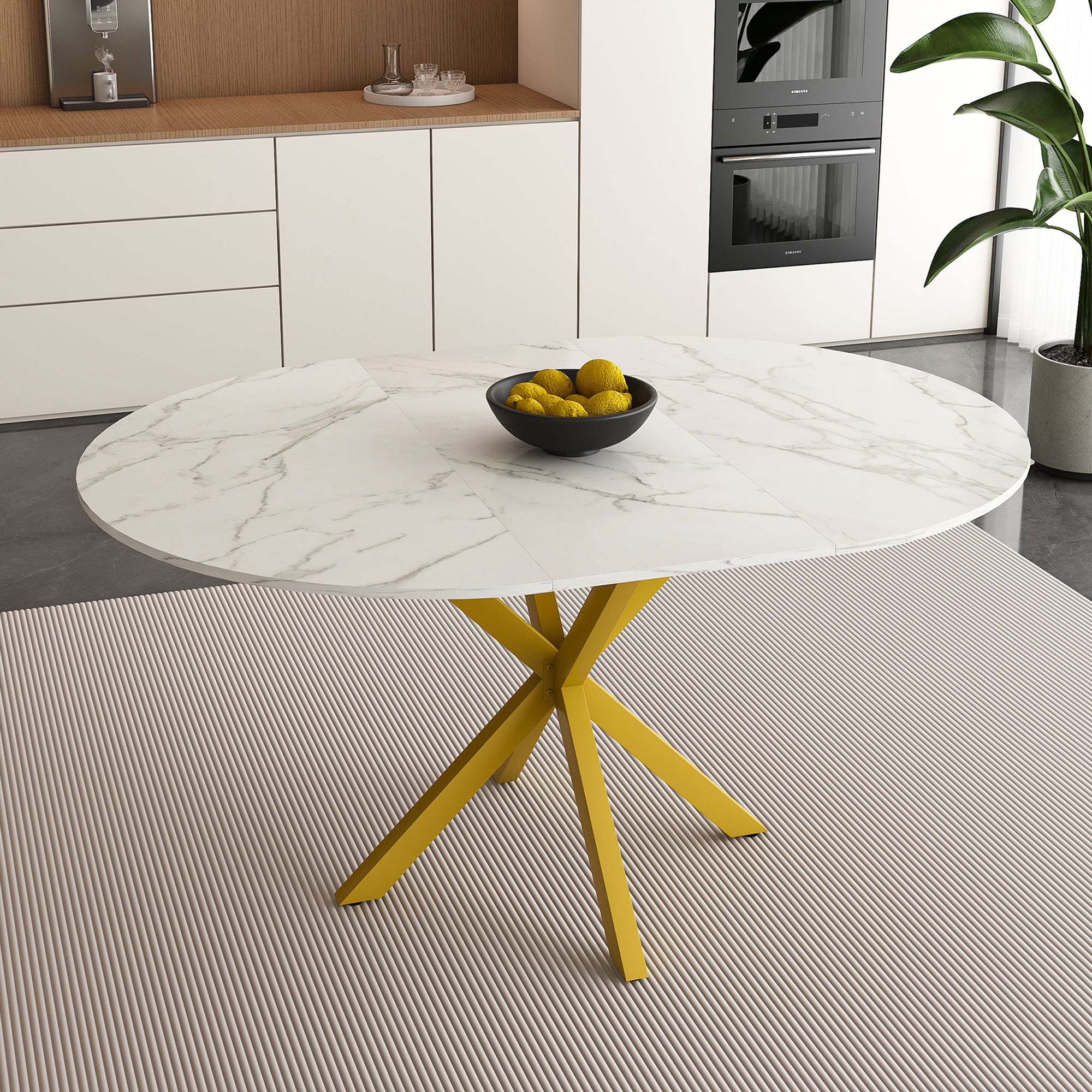 PAPROOS Extendable Dining Table for 4-6, 60'' Expandable Round Dining ...