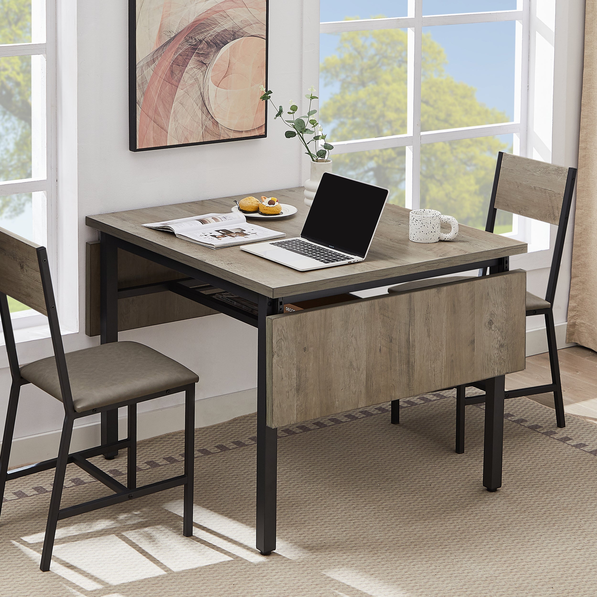 PAPROOS Drop Leaf Table, Extendable Dining Table for 2-6, Folding Kitc ...